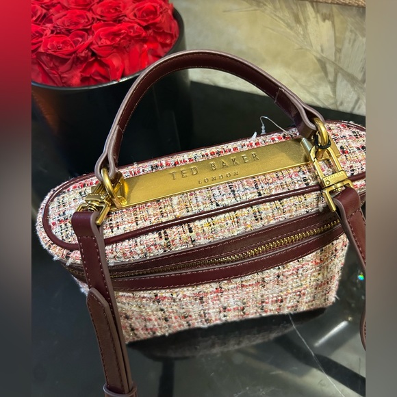 Ted Baker | Bags | New Ted Baker Tweed Satchel Red And Burgundy | Poshmark